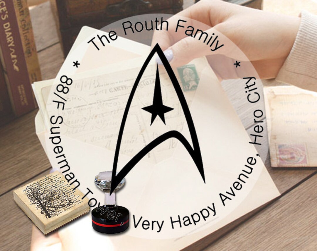 Starfleet Emblem Federation Commander Personalized Rubber Stamp Wood ...