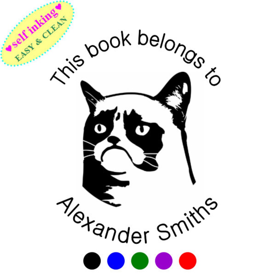 Grumpy Cat CUSTOM Rubber Stamp / Wood-mounted or Self-inking / Return ...