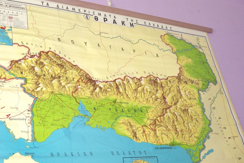 Hellenic Chart Thrace Chart School Map Pull Down Chart - Etsy