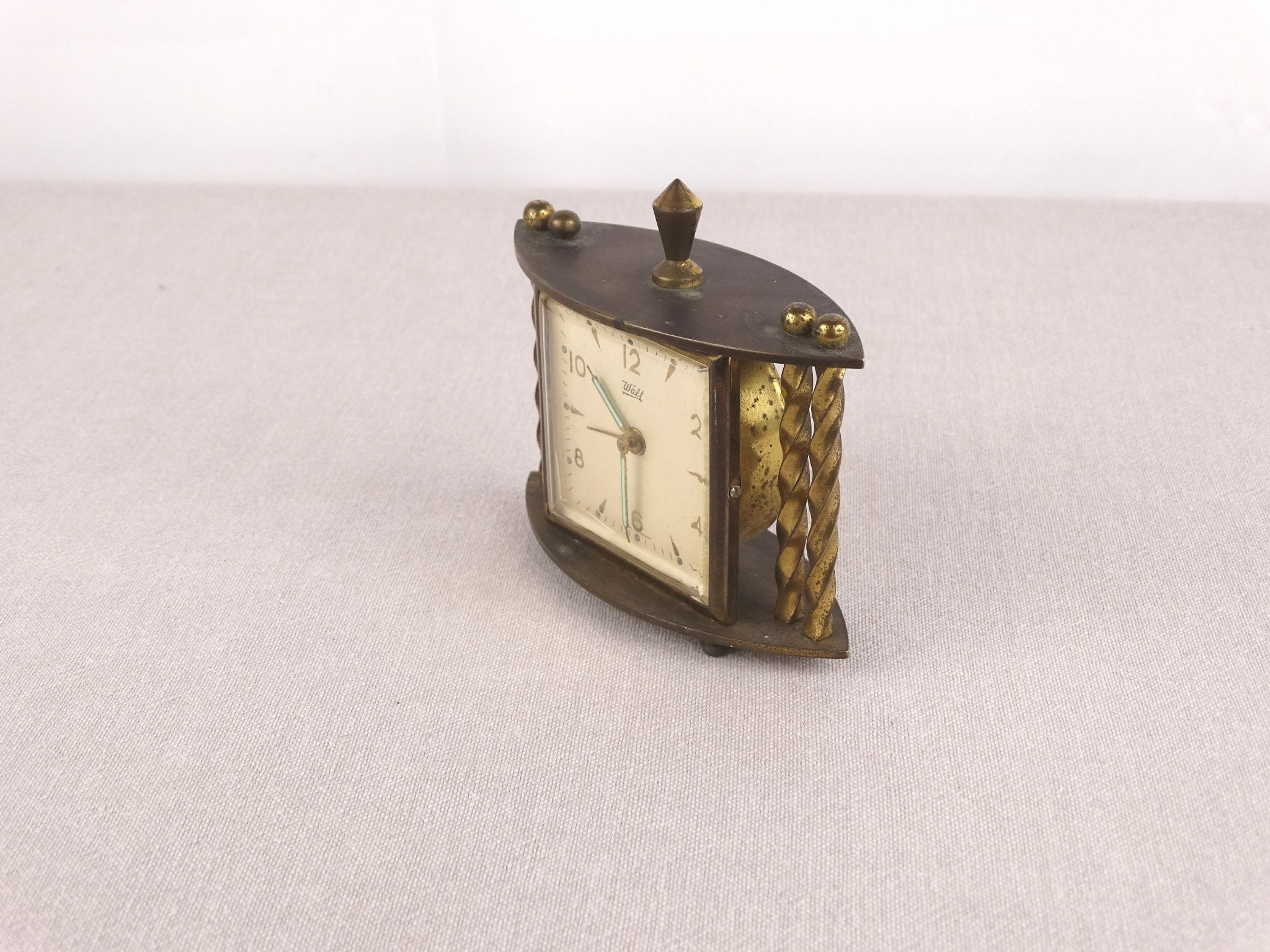 Vintage Walt Clock, Brass Alarm Clock, Old Clock Parts, West Germany ...