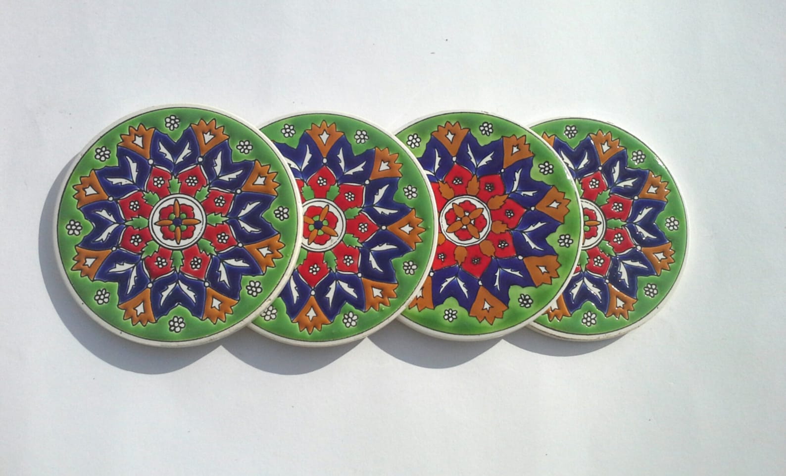 Green Ceramic Coaster Drink tile Coaster Ceramic Coaster | Etsy