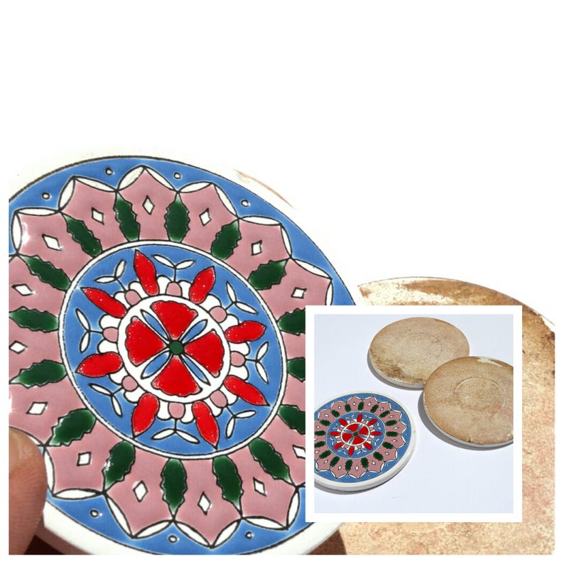 Mandala Ceramic Tile Coaster Drink Coaster Greek Ceramic | Etsy