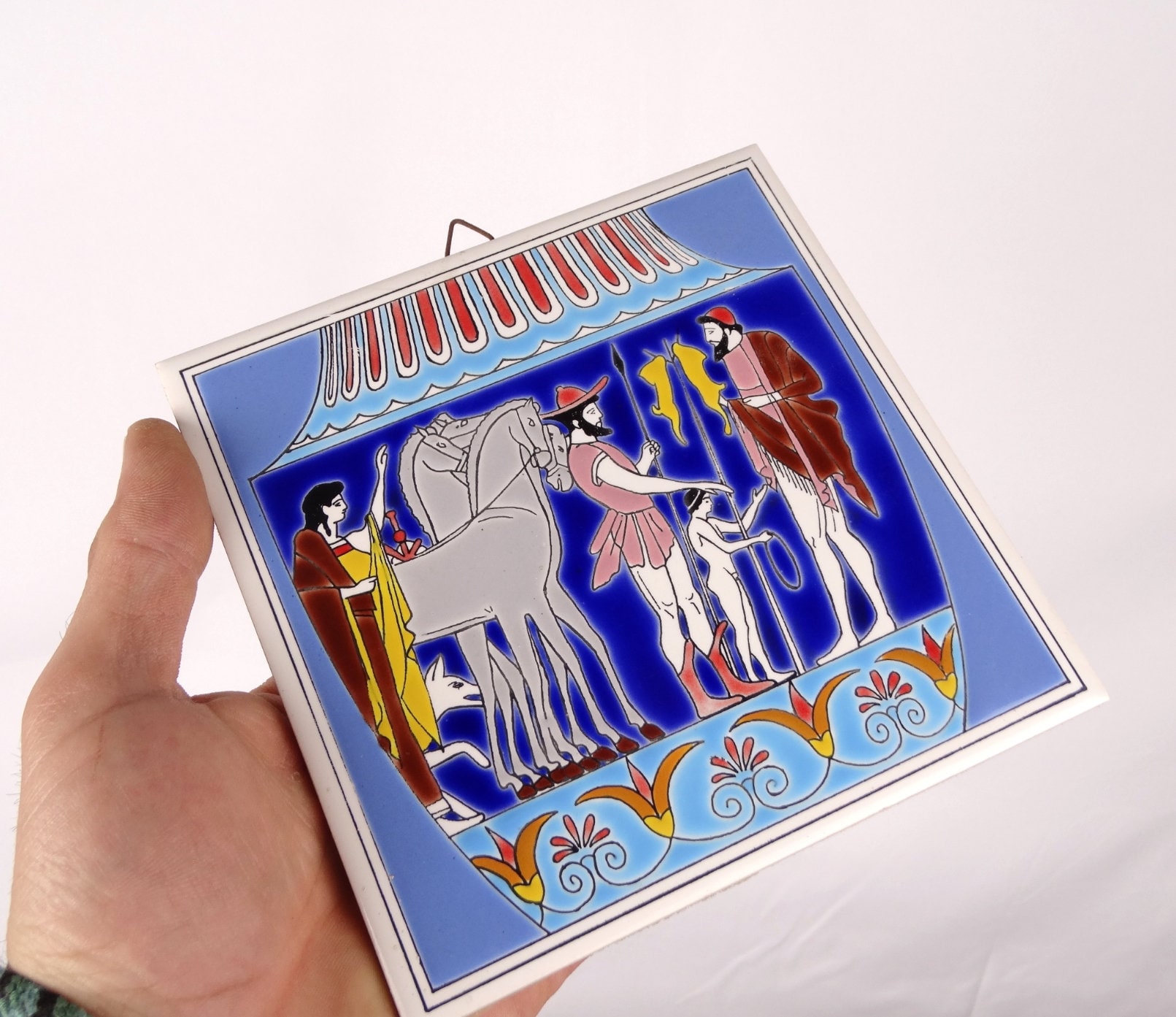 Greek Ceramic Tile, Ceramic Wall Hanging, Greek Art, Trivet Ceramic ...