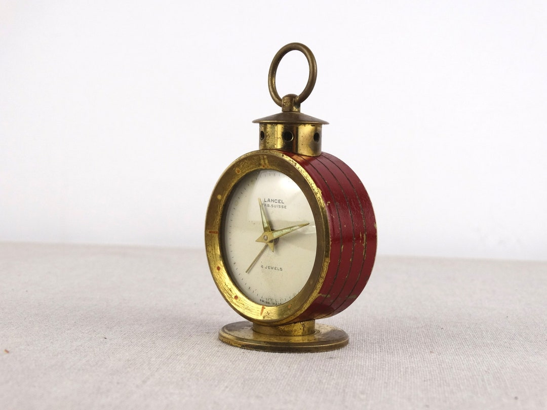 Lancel Alarm Clock, Swiss Alarm Clock, Brass Shelf Clock, Old Desk ...