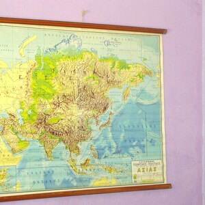 Asian Map, Geography School Map, Canvas Chart, Pull Down Chart, Large ...