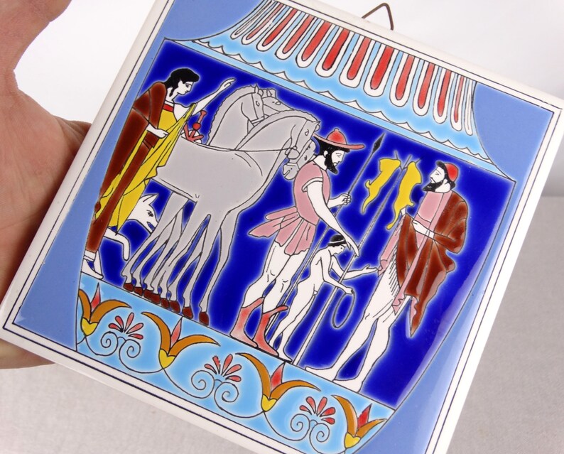Greek Ceramic Tile, Ceramic Wall Hanging, Greek Art, Trivet Ceramic ...