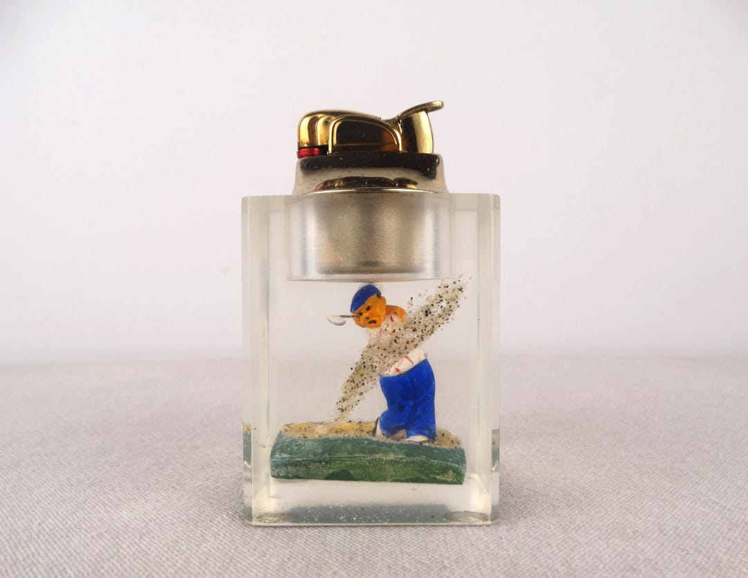 1950, Evans Lucite Table Lighter, Brass Evans Lighter, Vintage Table ...