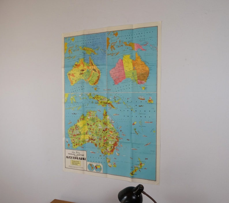 Australian Poster Chart, Chart of Australia, Old Poster, New Zealand ...
