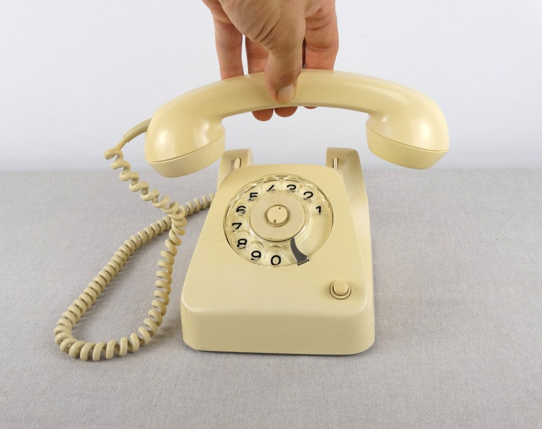 1980, Vintage Schrack Telephone, Retro Rotary Phone, Beige Phone ...