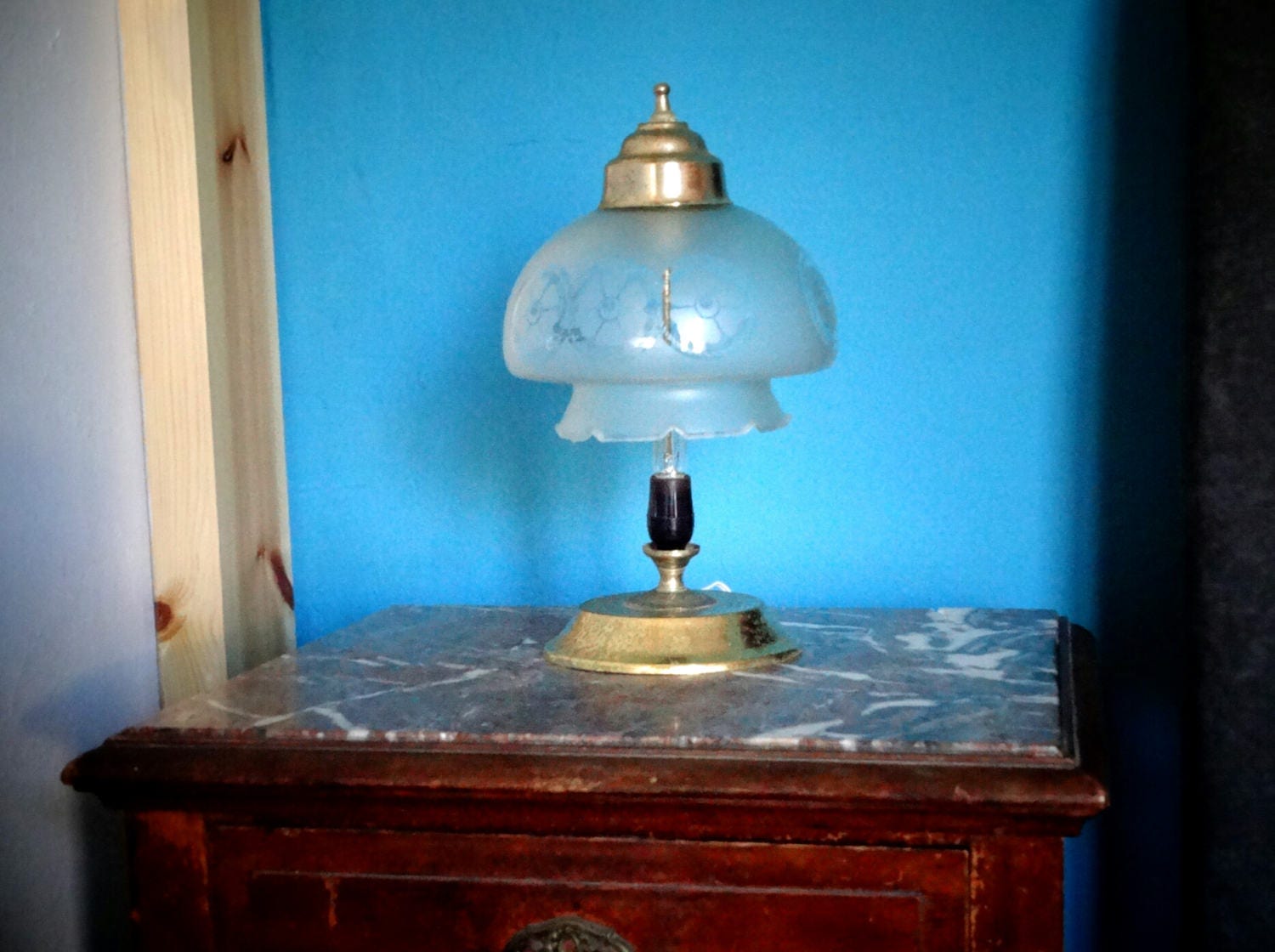 Vintage Bedside Lamp, Rustic Shade Lamp, Bedside Fixture, Bedside ...