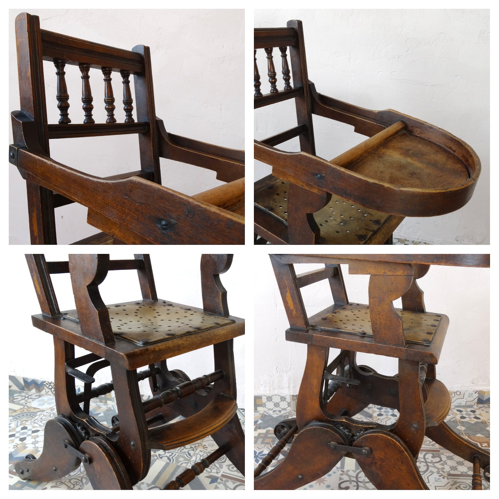 Antique Rocking Chair, High Chair, Victorian Wooden Metamorphic Chair ...