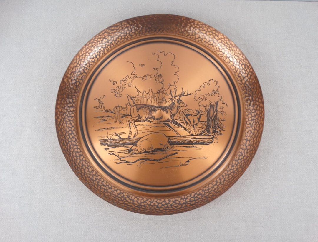 Vintage Fantasy Copperware, Deer Copper Plate, Old Copper Wall Plate ...
