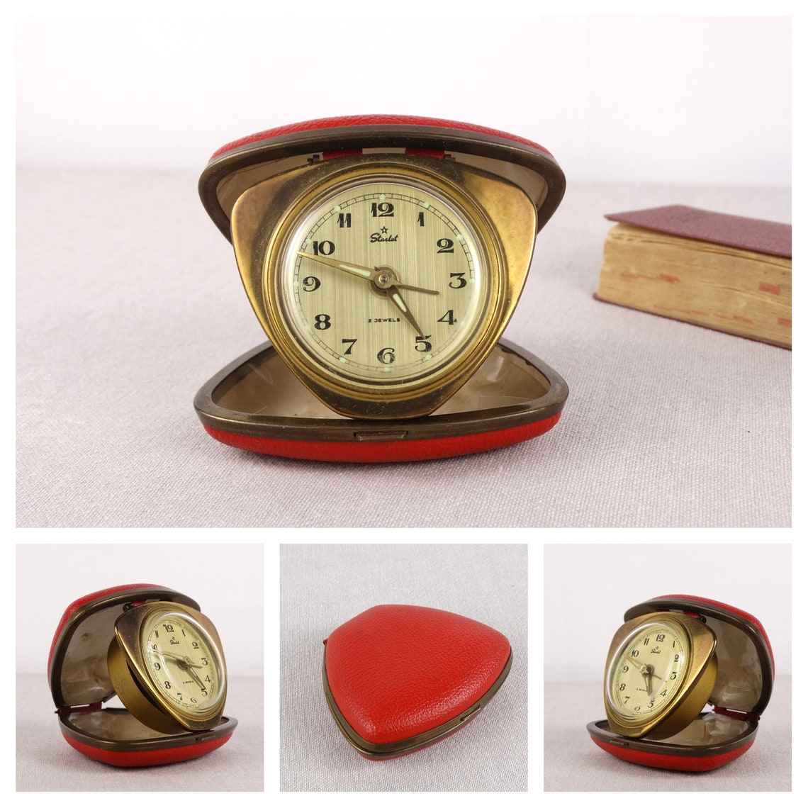Starlet 2 Jewels Clock, Triangle Clock, Brass Alarm Clock, Pyramid ...