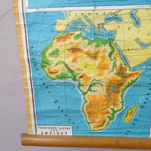 Geography Chart of Africa, Old Canvas Chart, Pull Down Chart, School ...