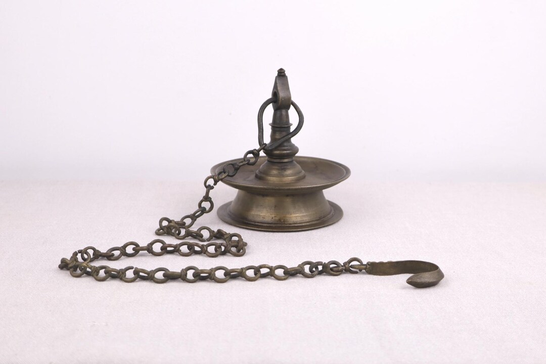 Vintage Indian Brass Hanging Oil Lamp, Thooku Vilakku Lamp, Spiritual ...