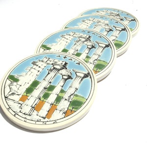 Greek Souvenir, Artemis Temble, Greek Ceramic Art, Ceramic Coaster ...