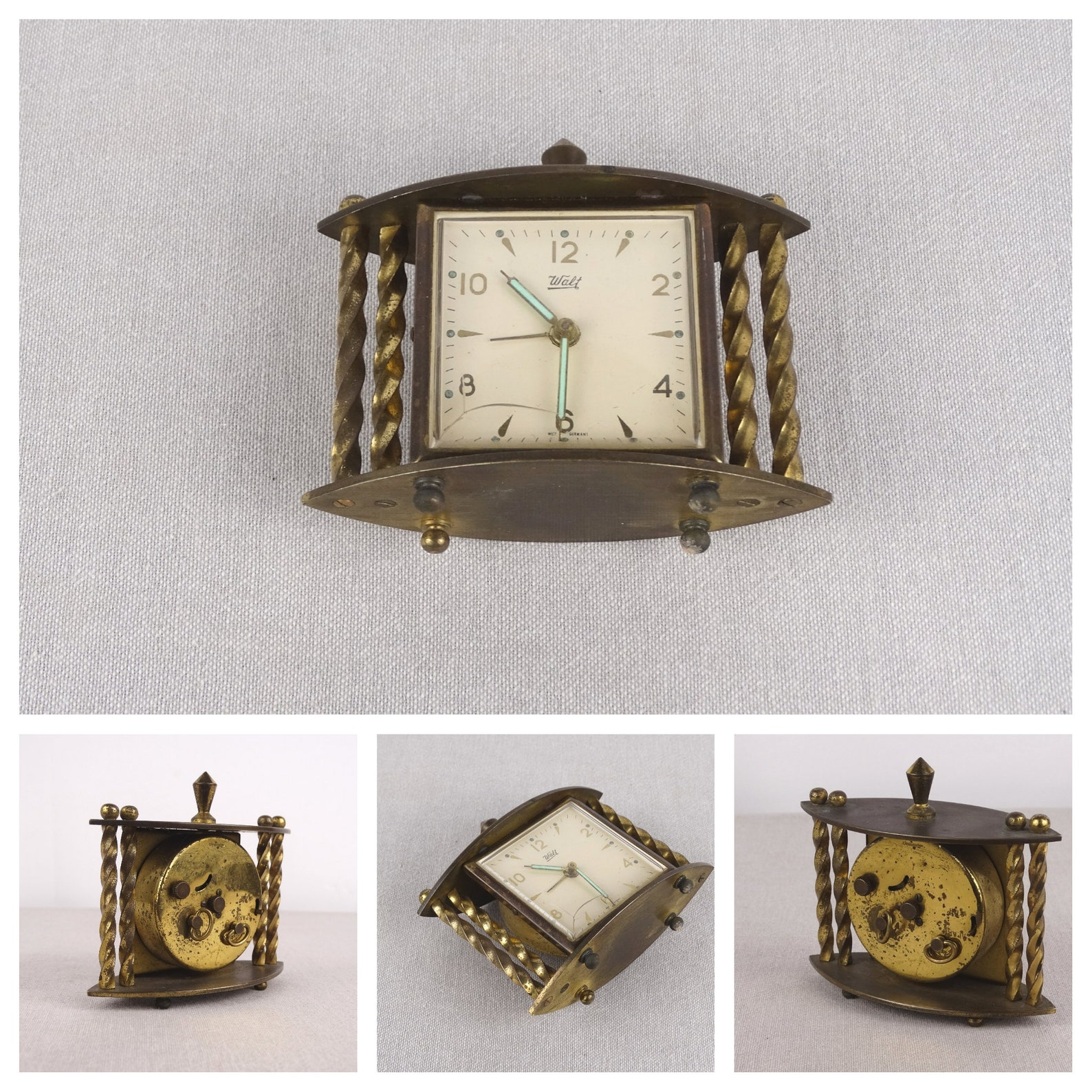 Vintage Walt Clock Brass Alarm Clock Old Clock Parts West - Etsy