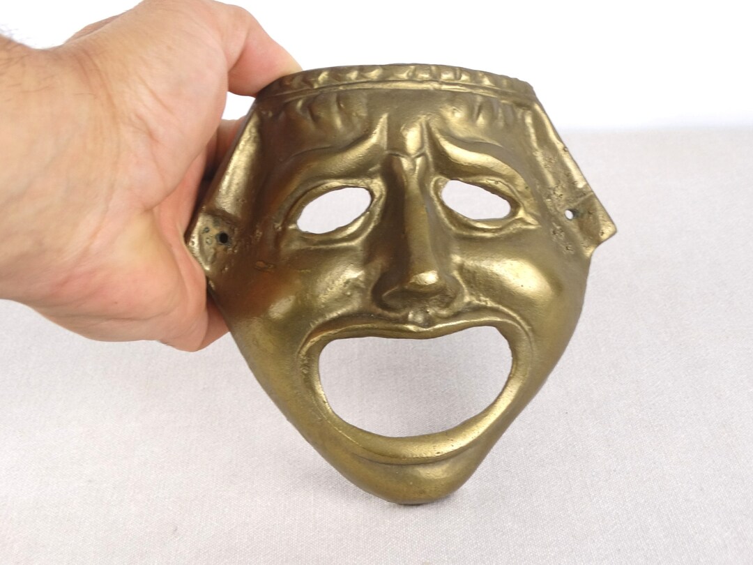 Vintage Brass Theatre Mask, Brass Face Mask, Brass Sculpture, Brass ...