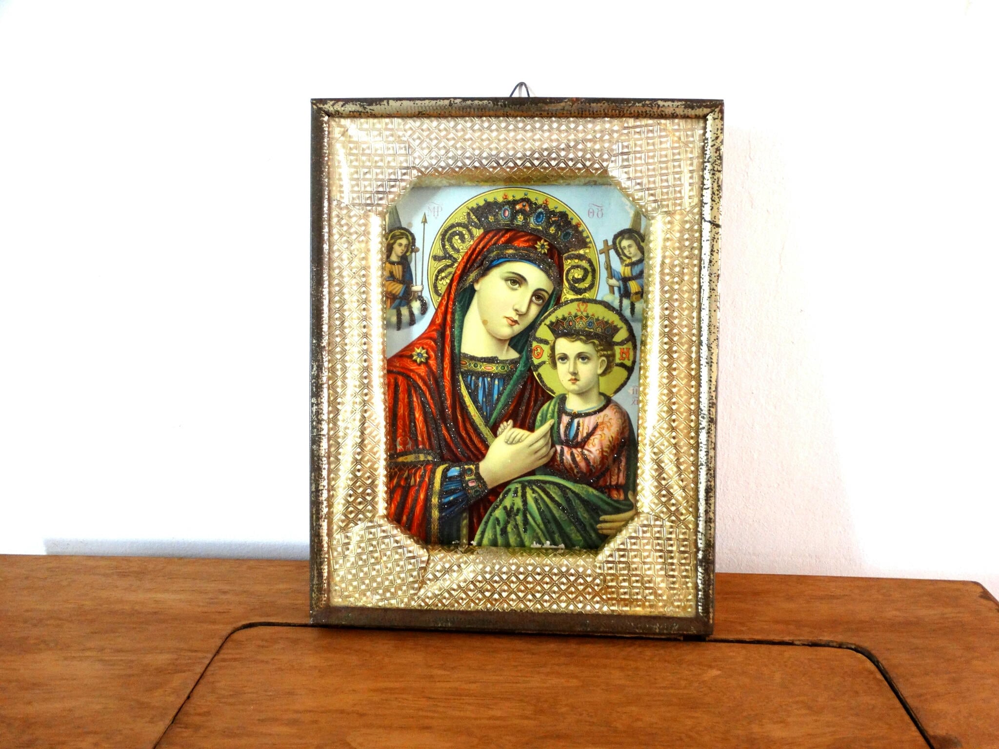 Icone De La Vierge Marie Tenant L'enfant Jésus