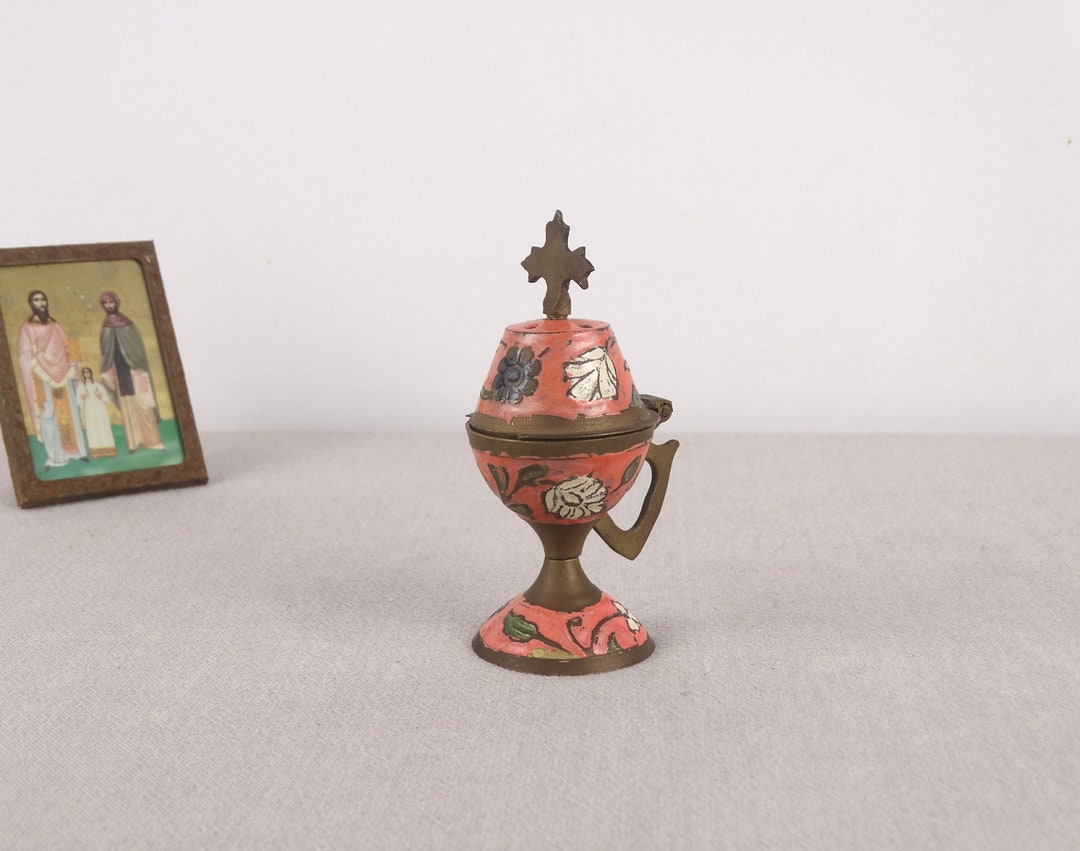 Vintage Censer, Enamel Brass Censer, Altar Censer, Old Religious Censer ...