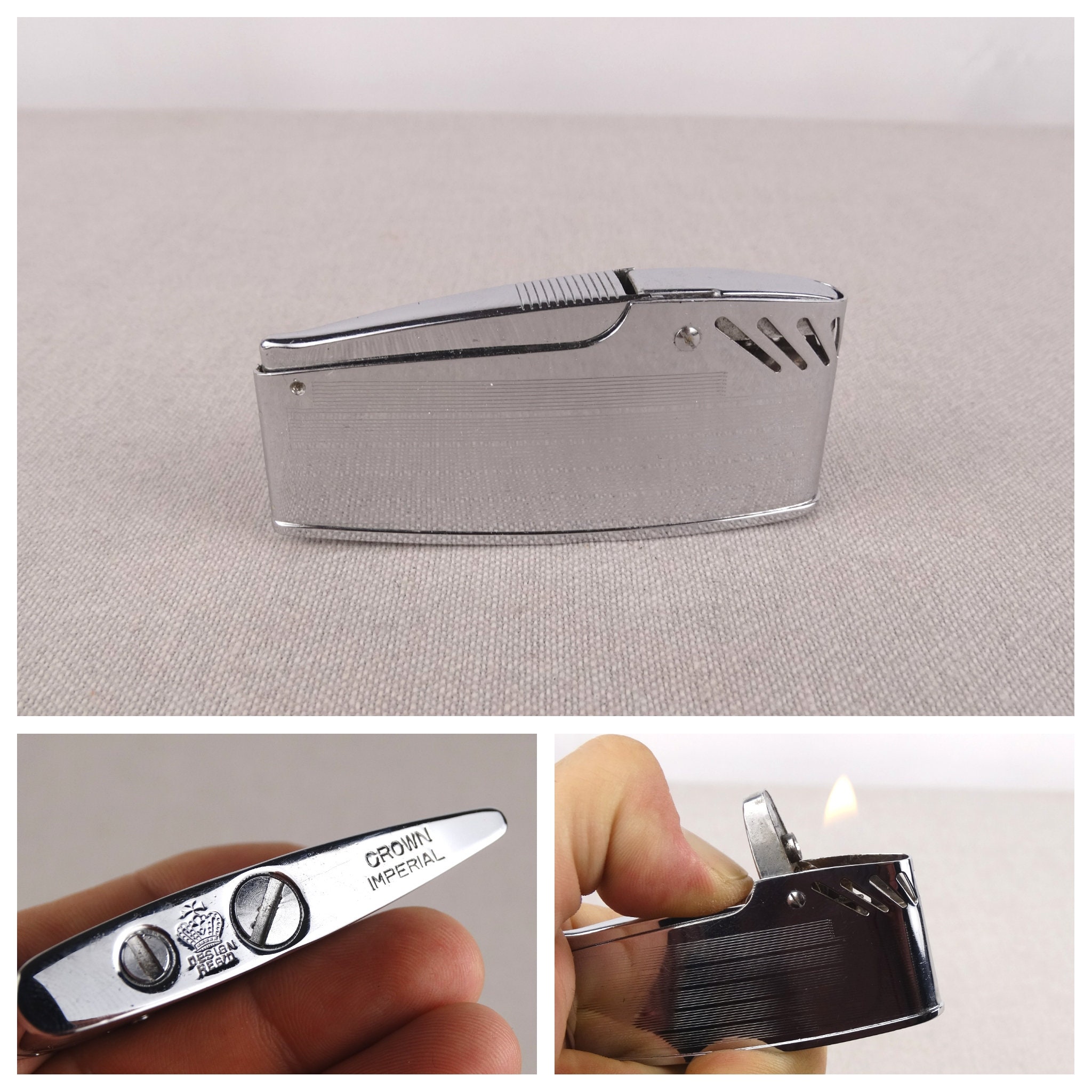 Antique petrol lighter Crown Imperial working Tobacciana Lighters Art ...