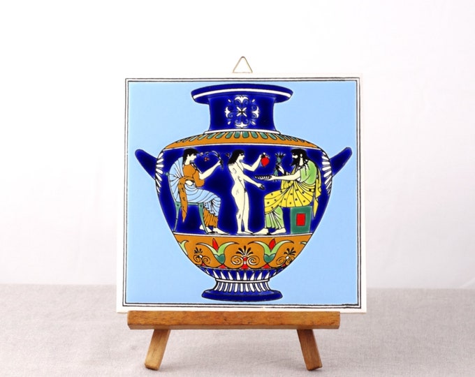 Retro Ceramic Wall Decor, Blue Ceramic Tile, Mediterranean Ceramic Art ...