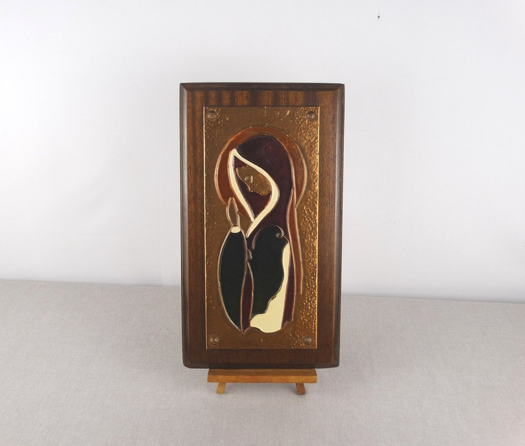 Virgin Mary, Enameled Copper Repousse, Vintage Copper Wall Hanging ...