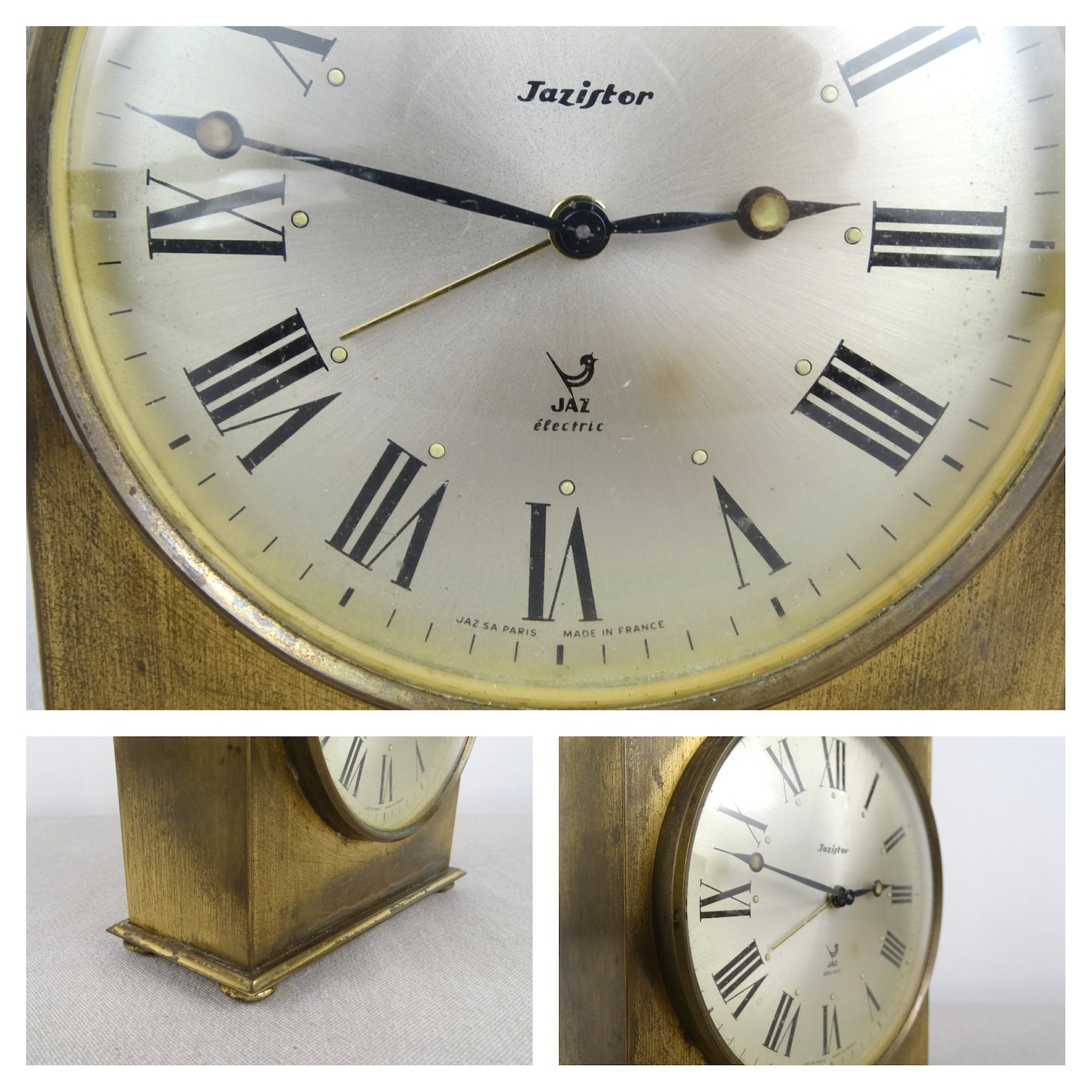 Brass Jazistor Table Clock, Jaz Electric Clock, Brass Clock, Art Deco ...