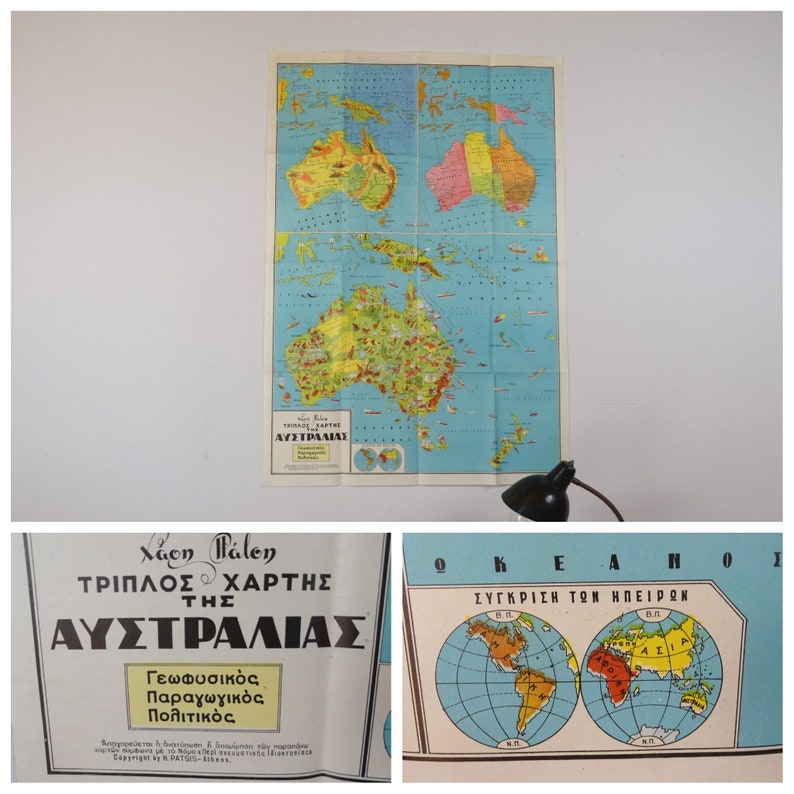 Australian Poster Chart, Chart of Australia, Old Poster, New Zealand ...