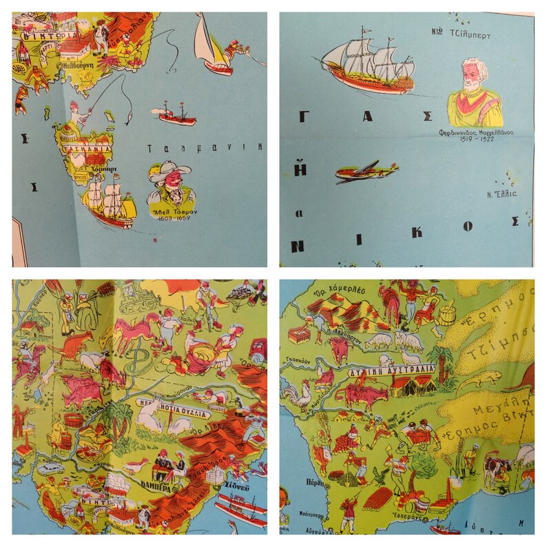 Australian Poster Chart, Chart of Australia, Old Poster, New Zealand ...