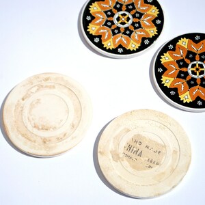Vintage Bohemian Coasters, Ceramic Coaster, Retro Coasters Set, Tile ...