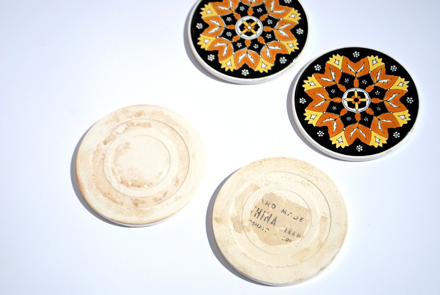 Vintage Bohemian Coasters Ceramic Coaster Retro Coasters - Etsy