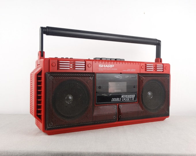 1988, Sharp WQ T231Z Boombox, Stereo Radio Cassette Recorder, Red ...