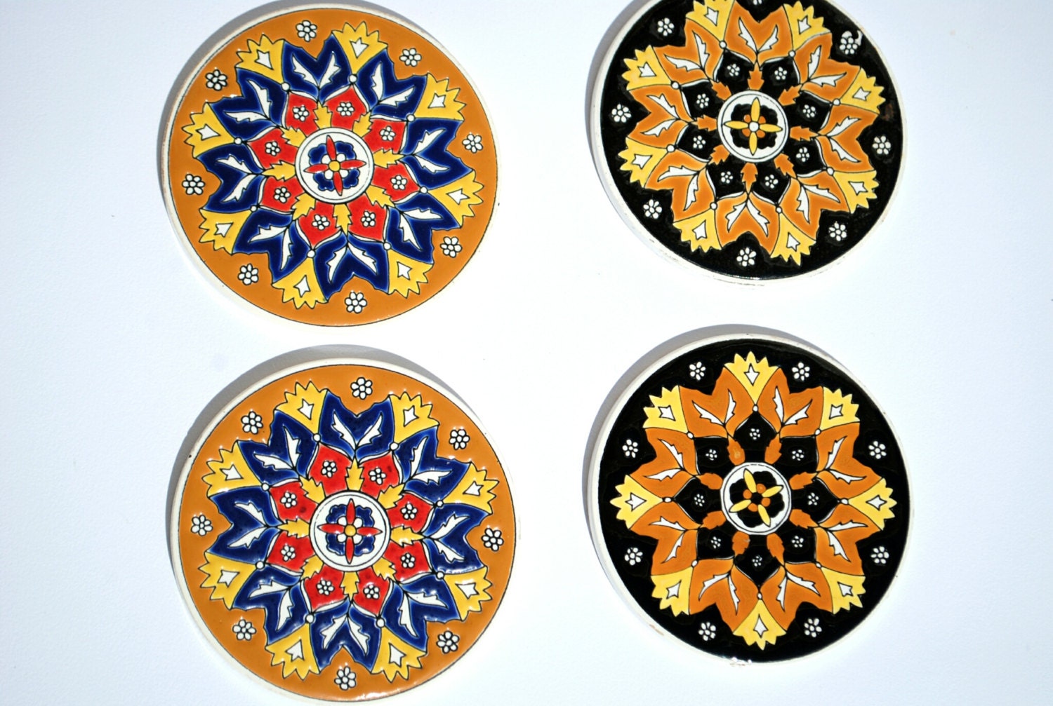 Vintage Bohemian Coasters Ceramic Coaster Retro Coasters - Etsy