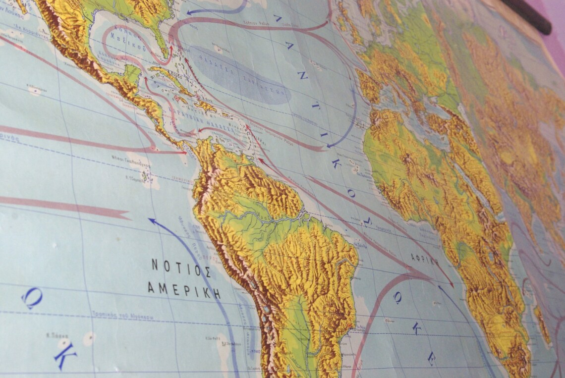 World Atlas Map School Map Huge Chart Pull Down Chart - Etsy