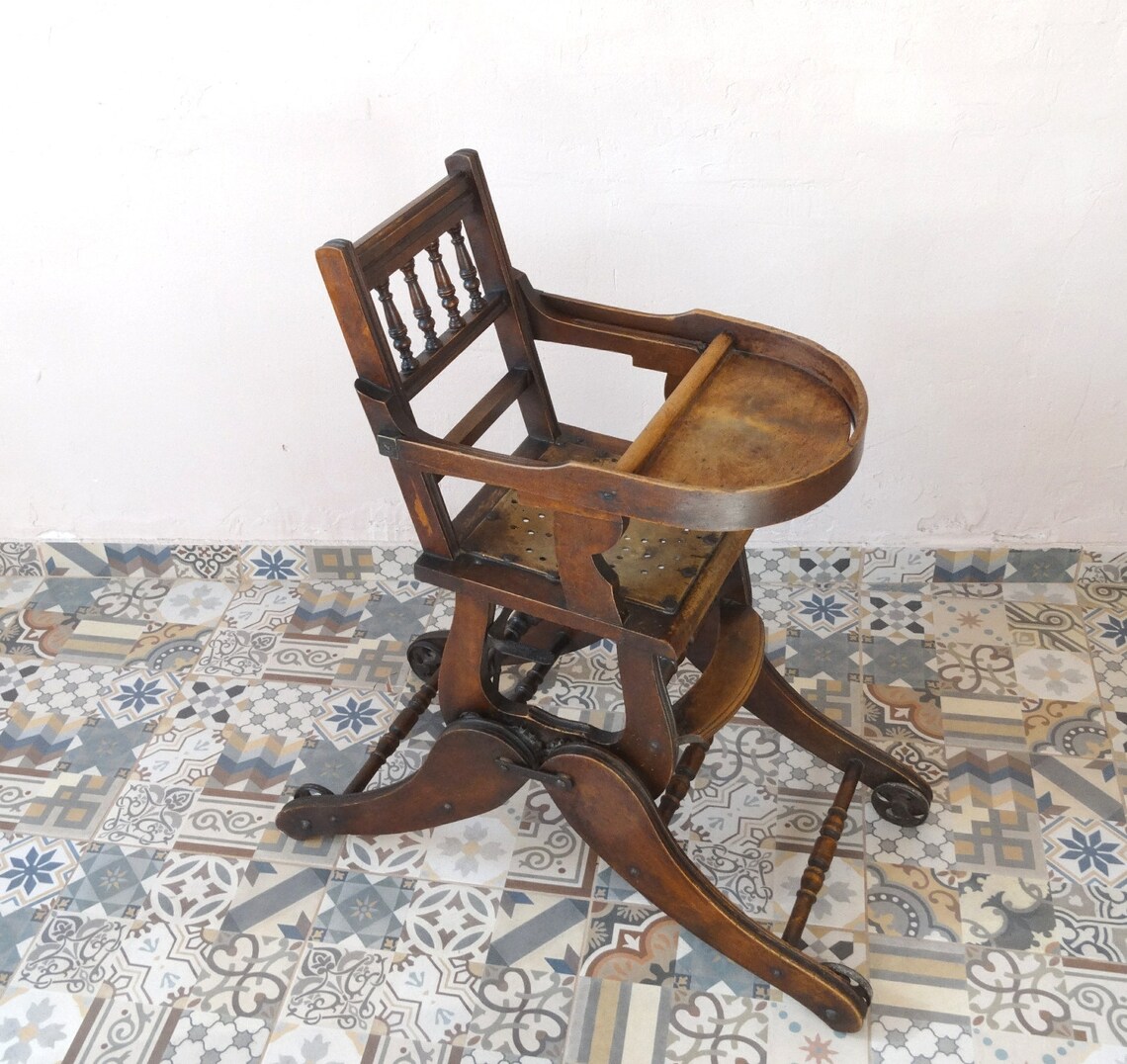 Antique Rocking Chair High Chair Victorian Wooden - Etsy