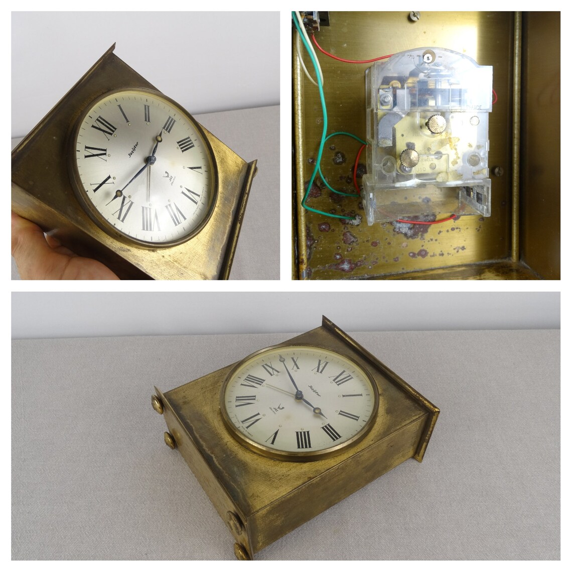 Brass Jazistor Table Clock, Jaz Electric Clock, Brass Clock, Art Deco ...