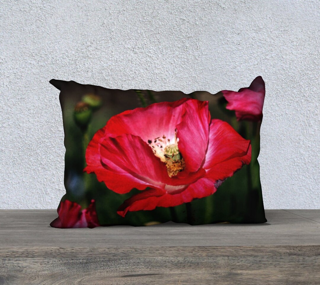 Pillow Cover • Red Poppies Design • Evocative Image of Red Poppy ...