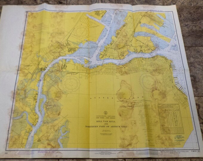1972 Newark Bay, Maritime Soundings Map, Kill Van Kull and Arthur Kill ...