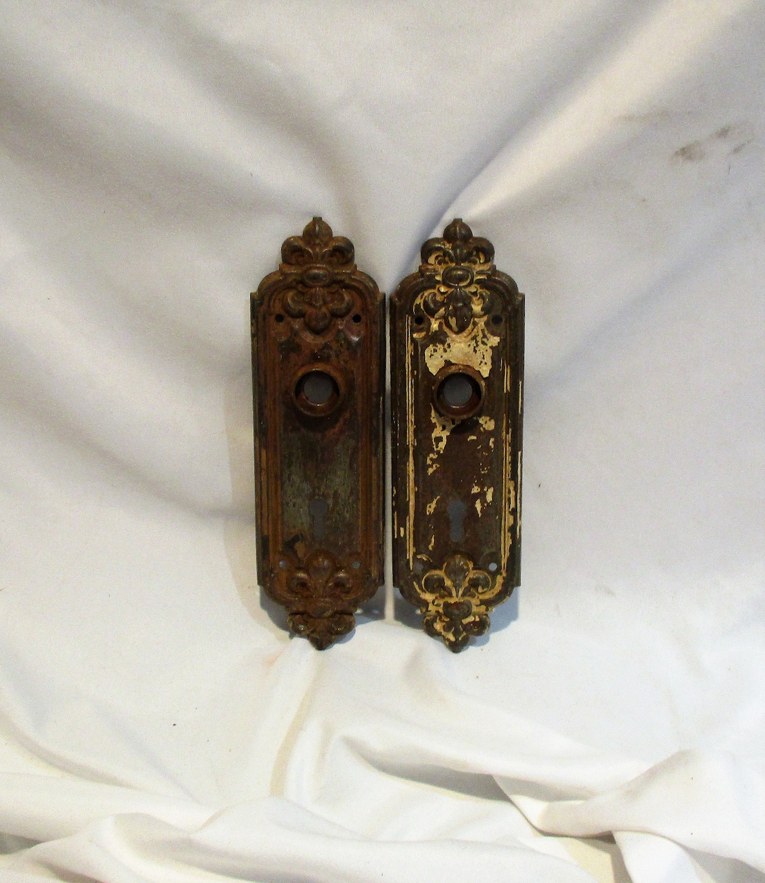 Rococo Door Latch Plates, Antique Door Lock Hardware, Old Doorknob Back ...
