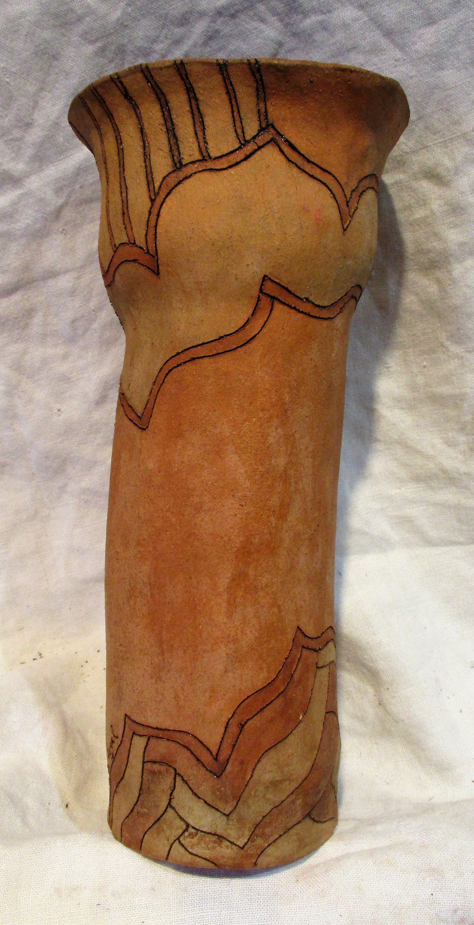 Sabra Segal Signed Vase Etched Pottery Vase Free Form - Etsy