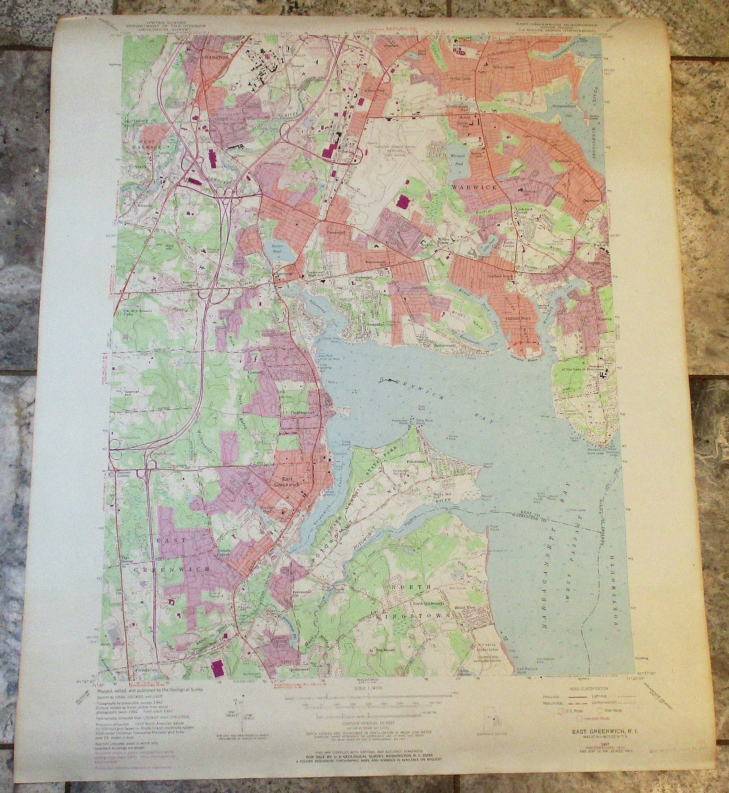 Rhode Island Map 1955 and 1975 East Greenwich Quadrangle | Etsy
