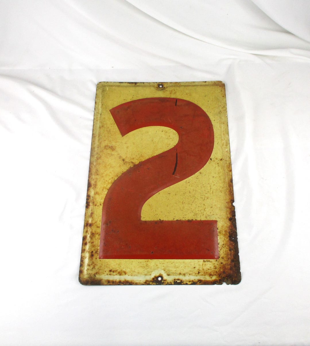 Large 20" Old Gas Station Number Sign, Porcelain on Metal, Service ...