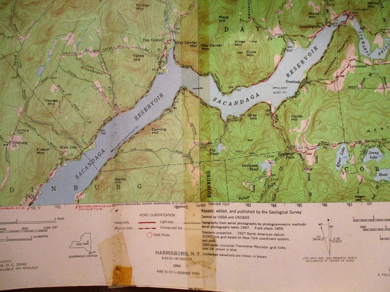 1955 Maps of New York State Joined Harrisburg and Lake - Etsy
