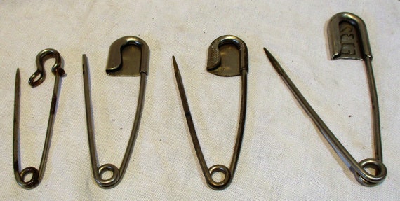 Industrial Safety Pins Silver Laundry Pins Collection of 4 Locker Pins or Quilt Pins Vintage Factory Salvage Etsy Canada