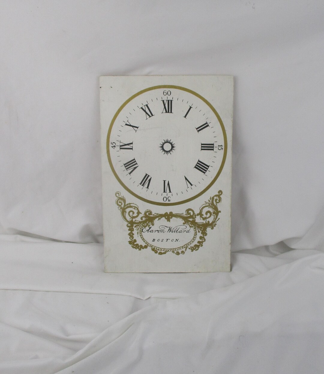 Wooden Clock Face, Vintage Rectangular Shape, Aaron Willard Boston ...