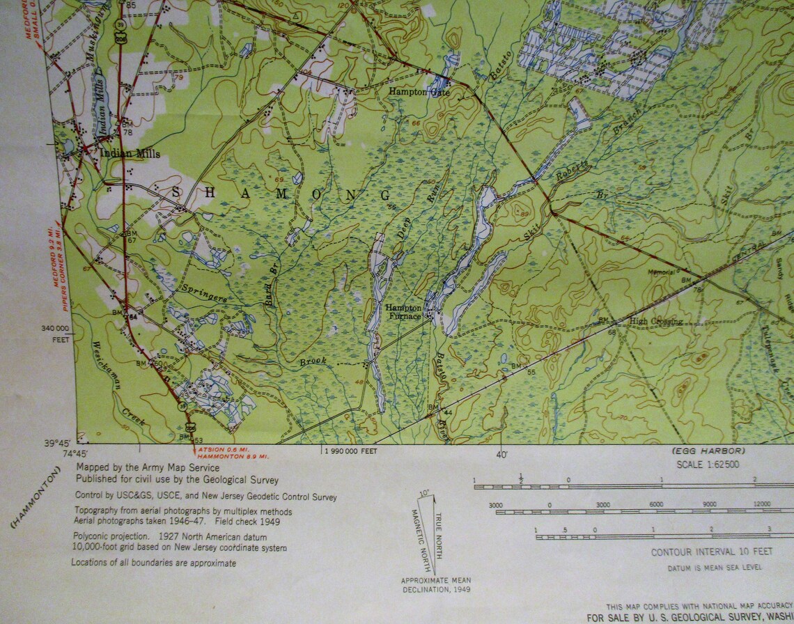 1949 Antique Topographical Map US Army Corps of Engineers - Etsy