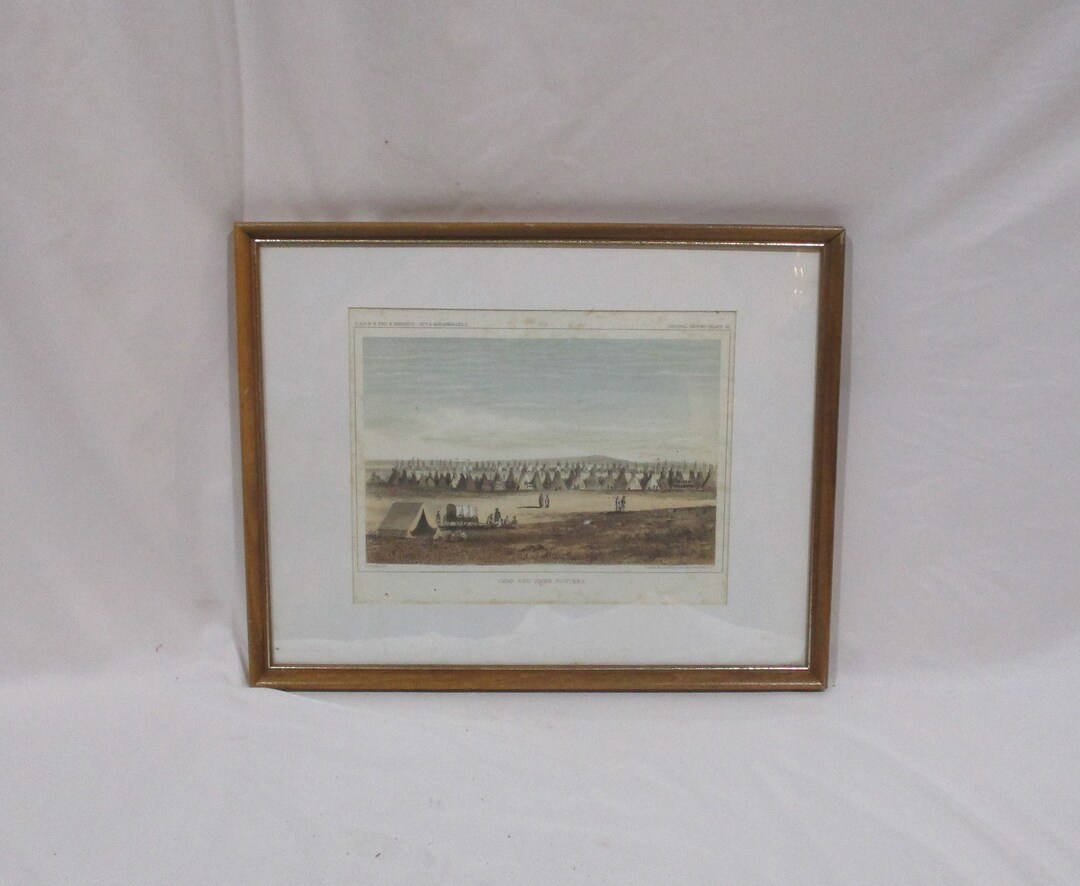 Camp Red River Hunters, Wild West California, Old Framed Lithograph ...