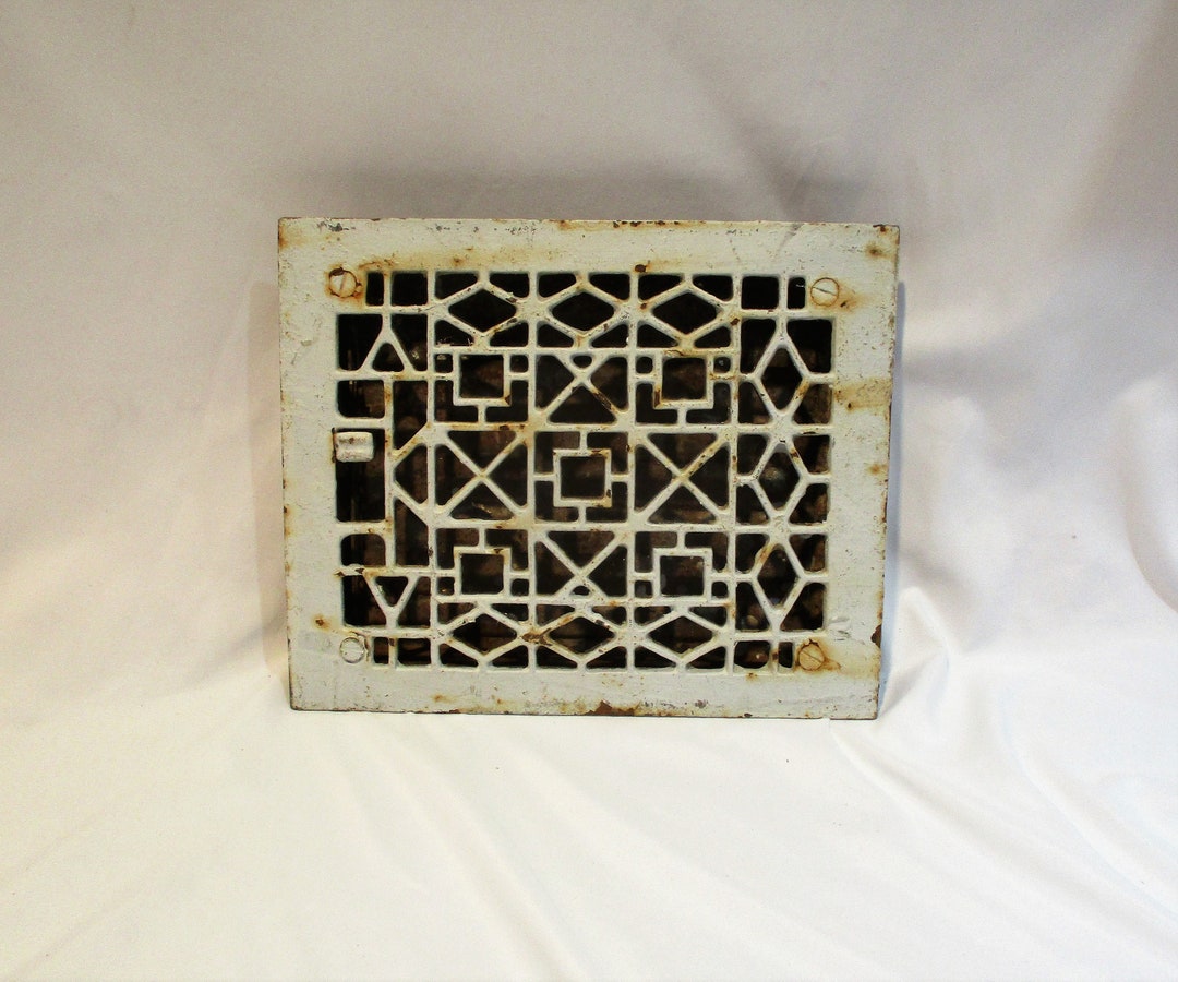 Vent Grate or Radiator Grate, Large Rectangular Art Deco Cast Iron ...