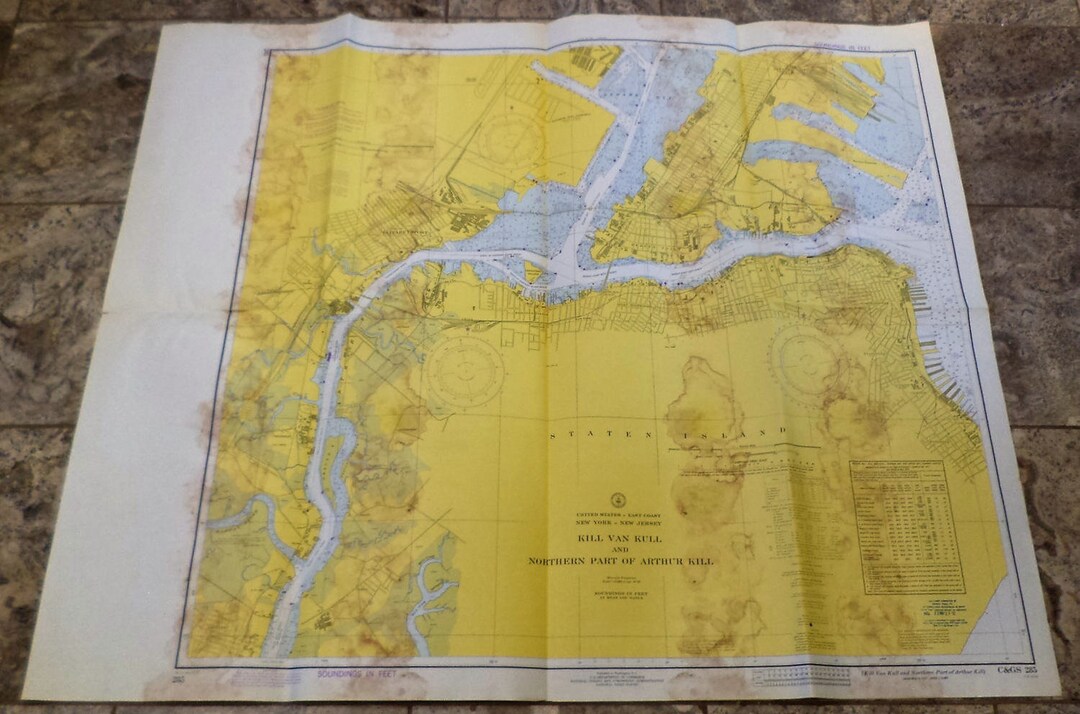 1972 Newark Bay, Maritime Soundings Map, Kill Van Kull and Arthur Kill ...